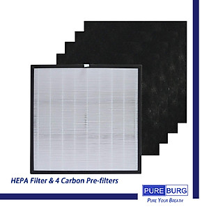 PUREBURG 1183050K True HEPA Replacement Filter Set Compatible with Whirlpool Whispure Whispure Pro 2000 WPPRO2000 Series Air Purifiers,H13 Activated Carbon