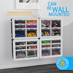 Bins & Things Mini Desk Craft Organizer 6 Small Drawers with Removable Dividers, Arts & Crafts Parts, Teacher Toolbox Organizer, Sewing Craft Cabinet, Hardware Organizers (9.25 x 5.5 x 7.75)