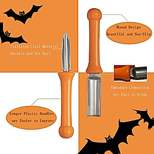 Pumpkin Carving Kit Tools Halloween Pumpkin Carving Set, Heavy Duty Stainless Steel Knife Set, Professional Punkin Carver family Sculpting Tool Push in for Kids & Adults with Carrying Case(8pcs)