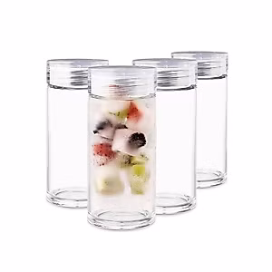Glass Water Bottles - 4 Pack Wide Mouth Juice Bottles with Clear Lids for Juicing, Smoothies, Fruit Water, Teas, Beverage Storage (10 oz)