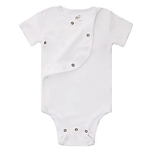 CozeeME Baby Boys 2 Pack Short Sleeve Side Snap Grow With Me Bodysuit 0-3 Months