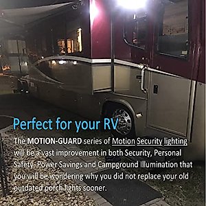 MOTION-GUARD, MG1000-450W, RV Motion Sensor Light, 12 Volt, Exterior Mounted Motion Sensor Bright LED Porch Utility IP65 Flood Light with Battery Monitoring Sensor and EMI Suppression, USA Designed