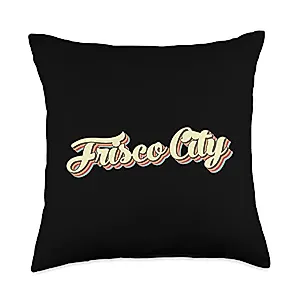 Frisco City Retro Vintage Style T-Shirts Frisco City Tshirt Retro Art Baseball Font Vintage Throw Pillow, 18x18, Multicolor