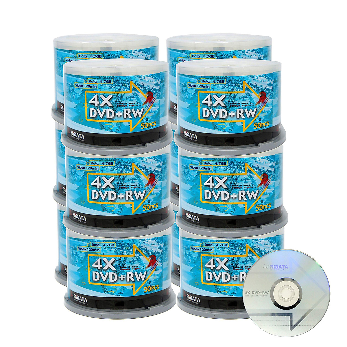 600 Pack Ridata DVD+RW 4X 4.7GB Silver Logo Rewritable DVD Plus RW Re-writable Blank Recordable Media Disc