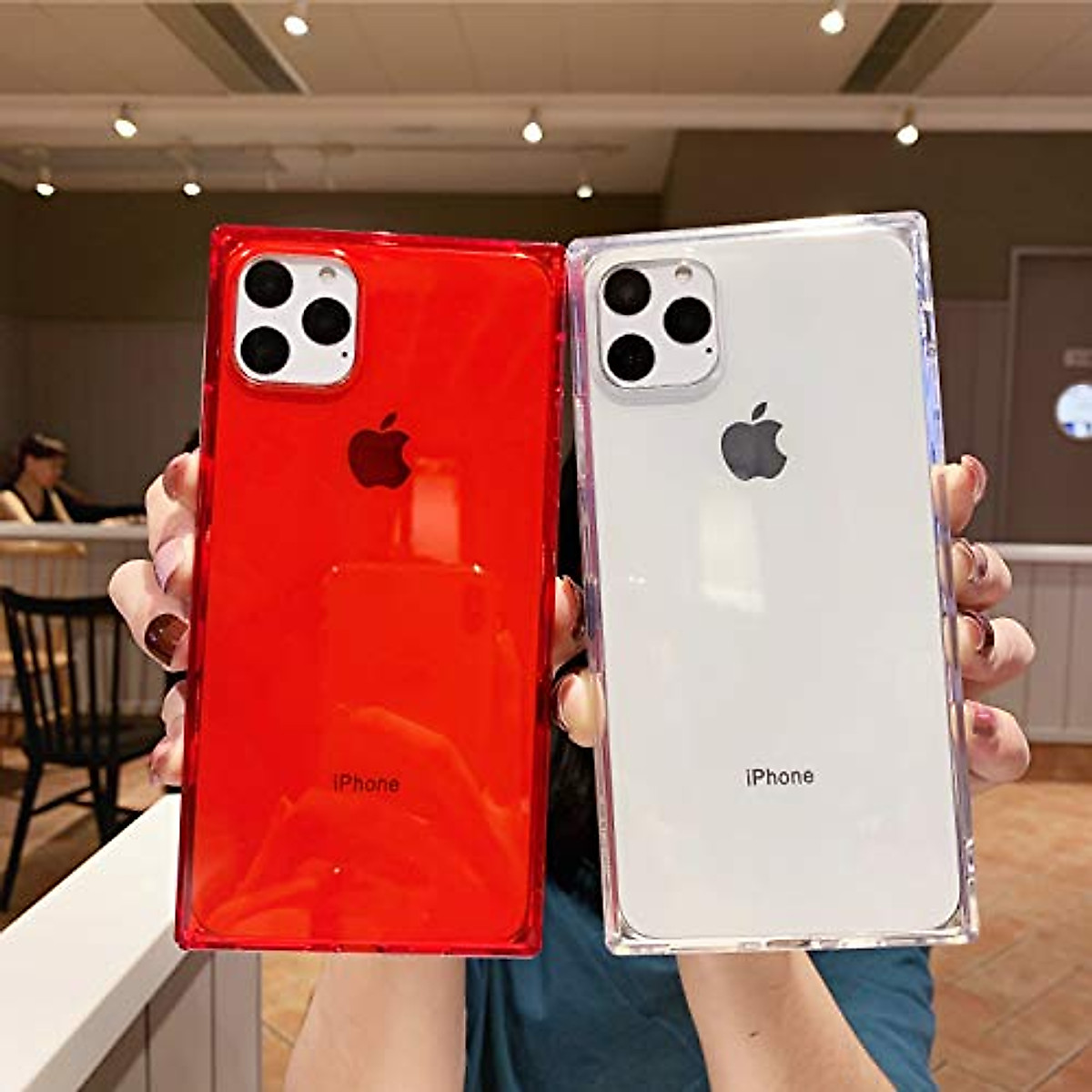 Tzomsze iPhone 11 Pro Max Clear Case, Square 11 Pro Max Cases Reinforced Corners TPU Cushion,Crystal Clear Slim Cover Shock Absorption TPU Silicone Shell for iPhone 11 Pro Max 6.5 inches (2019)-Clear