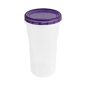 [48 Oz - Purple - 4 Pk] Large Deli Food Storage Screw And Seal Containers 48 Oz Stackable Reusable Mirowave Dishwasher Safe Quality Plastic Twist Cap Canisters 4 Pack