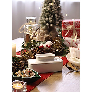 Sweese Porcelain Butter Dish with Water - French Butter Keeper Crock - Perfect for East Coast Butter - Spreadable without Refrigeration, White