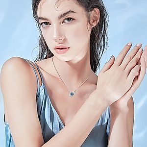 Anchor Necklace for Women, 925 Sterling Silver Boat Anchor Ocean Sailor Necklace, Austrian Circle Crystal Nautical Jewelry Blue Ship Wheel Pendant Inspirational Gifts for Best Friend