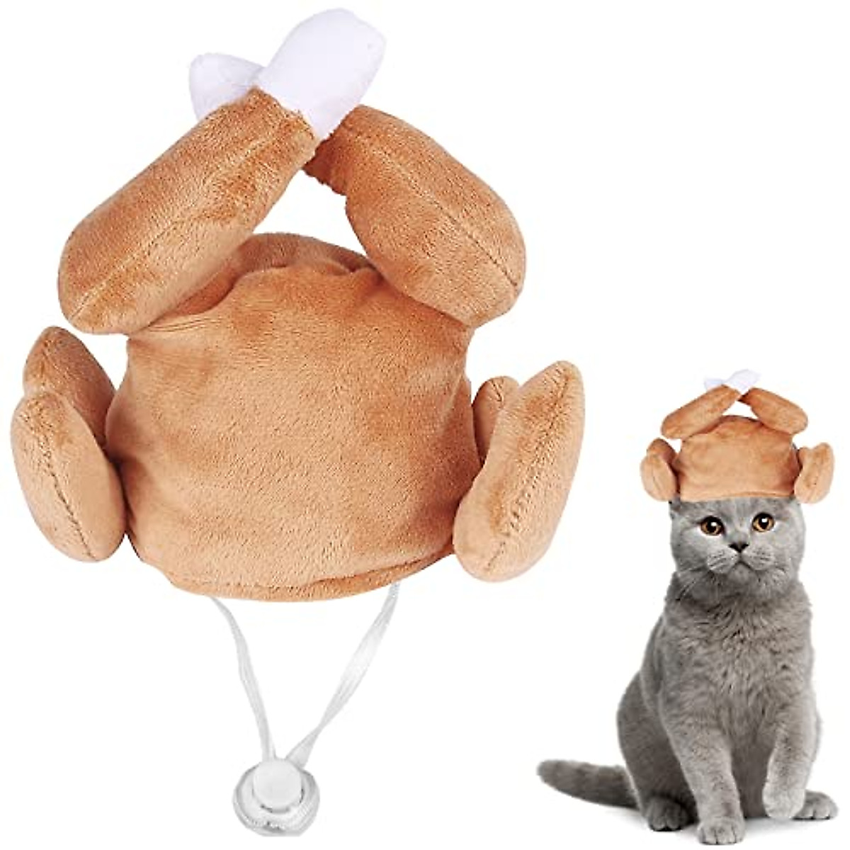 Cat Pet Thanksgiving Turkey Hat for Halloween Thanksgiving Costumes Hat Small Dog Drumstick Hat for Accessories and Party Favors.