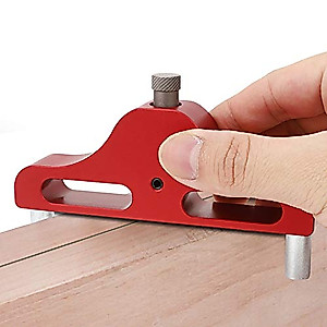 Walfront 95mm Center Scriber Line Scriber Aluminum Alloy Woodworking Marking Tool Marking Center Finder Tool Wood Scribe Marking Gauge Fits 10mm Thick Pen Blue/Red(Red)