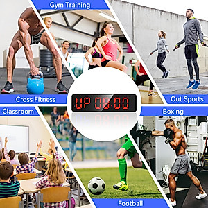 Seesii Gym Timer,LED Workout Colck Count Down/Up Clock,11.5" x 4" Ultra-Clear Digital Display, Power Bank Compatible with Workout Metal Stopwatch, Multi-Scenes with Remote
