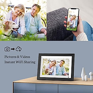 BSIMB 10.1 Inch 32GB WiFi Digital Picture Frame, 1280x800 HD IPS Touch Screen Photo Frame Electronic, Motion Sensor, Auto-Rotate, Wall-Mounted, Share Photos/Videos via App/Email, Gift for Grandparents