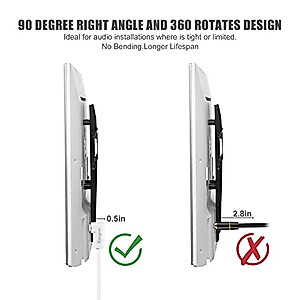 White Optical Audio Cable, Slim 90 Degree Digital Audio Optical Cord, SPDIF Toslink Optical Cable, Right Angle Fiber Optic Audio Cable, Optical Sound Cable for Sound Bar/TV/PS4/Xbox/Home Theater, 10ft