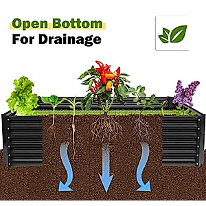 UOPASD Galvanized Raised Garden Bed kit, 6.5x4x1.5ft Metal Large Planter Box, Stock Tank Outdoor for Vegetables,Flowers, Herbs Black Grey