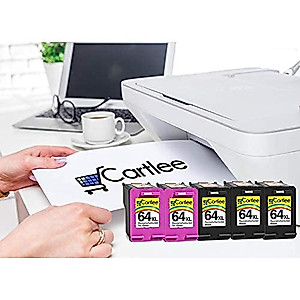 Cartlee Remanufactured Ink Cartridge Replacement for HP 64 XL 64XL for Envy Photo 6252 6255 6258 7120 7155 7158 7164 7800 7855 7858 7864 Inkjet Printers Combo Pack (3 Black, 2 Tri-Color)