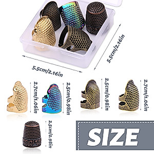 5 Pcs Sewing Thimbles, Adjustable Metal Sewing Thimble Rings, Sewing Thimble Finger Protector for Hand DIY, Red Bronze Metal Shield, DIY Sewing Tools Accessories, Sewing Thimble Cap