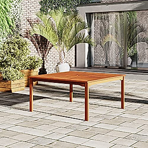Amazonia Venice 9-Piece Outdoor Armless Square Dining Set | Eucalyptus Wood | Ideal for Patio and Indoors