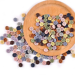 LKXHarleya 100pcs 10mm Colorful Wooden Buttons for Handmade DIY Crafts Clothing Sewing, Brown