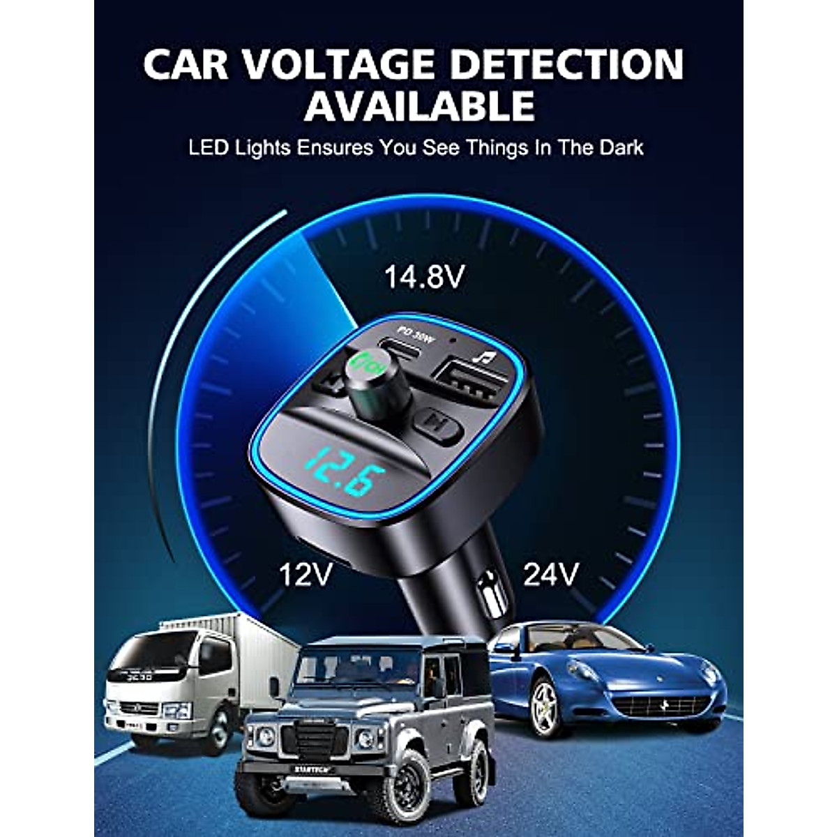 RIWUSI BC61 [All-Metal] FM Bluetooth 5.3 Transmitter for Car X1+ T25C [Upgraded Type-C] Bluetooth Car Adapter X1