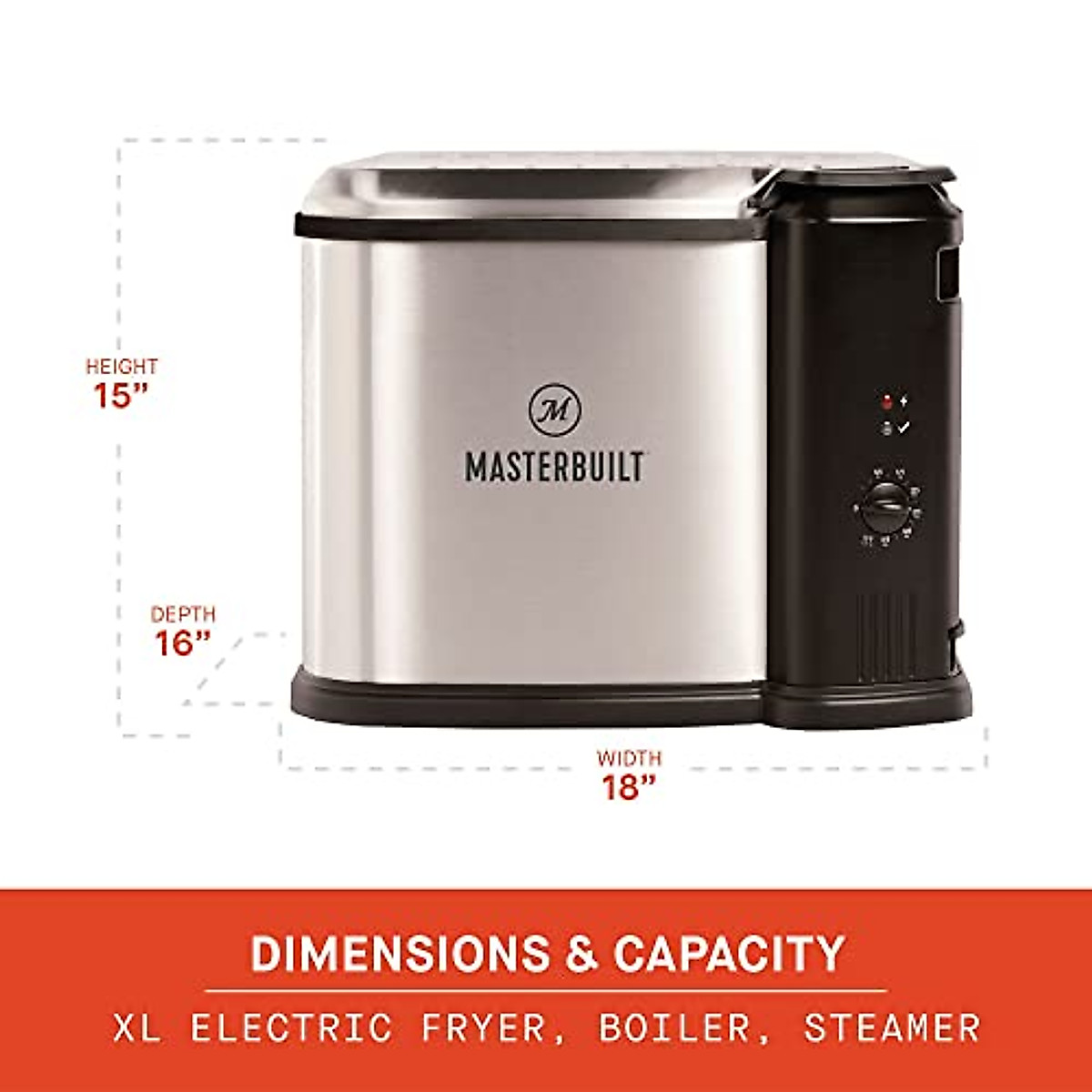 Masterbuilt MB20012420 Butterball XL 10 Liter Electric 3-in-1 Deep Fryer Boiler Steamer Cooker with Basket for Turkey, Seafood, & More, Silver
