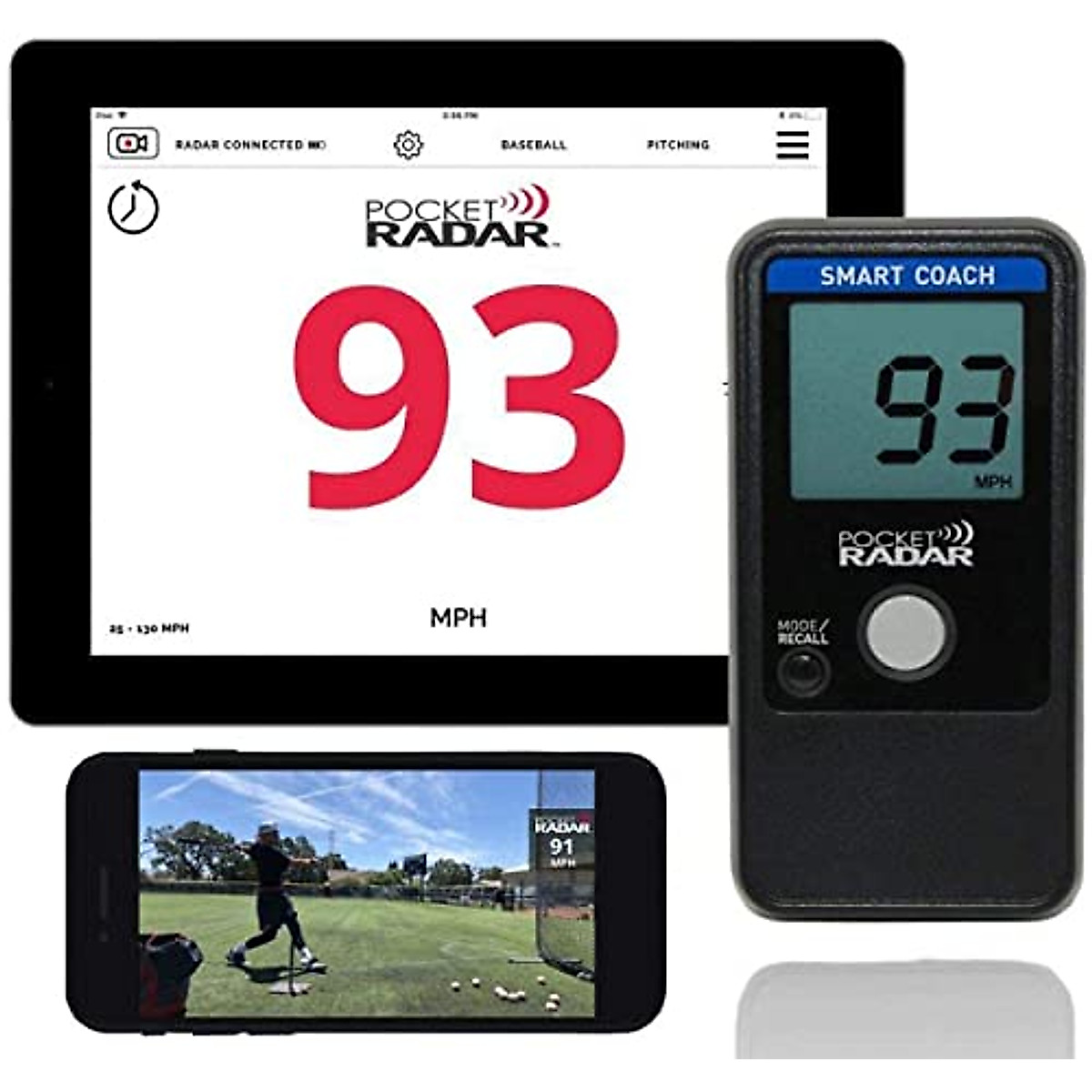 Pocket Radar - Smart Coach Radar & Universal Tripod Mount Bundle