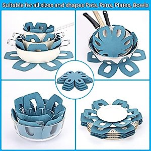 MUAKIOY Pot and Pan Protectors, Set of 20 and 4 Different Size, Max 15"D, High-Density Felt Pads Cookware Separators Dividers Anti-Slip to Avoid Scratching or Marring When Stacking, Teal