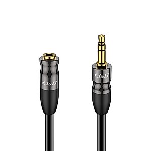 J&D 3.5mm AUX Audio Extension Cable, Copper Shell 3.5mm 1/8 inch Stereo Jack Male to Female Auxiliary Stereo Audio Cable 3.5mm TRS Male to TRS 3.5mm Female Stereo Audio Adapter Cable, 6 Feet