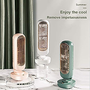 HOMU Mini Table Tower Fan Personal Retro Quiet Operation Portable Vertical Cooling 3 Speed Desktop USB Air Circulator Small for Kids Girls Woman Man Home Office White/Green/Pink