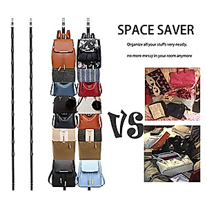 IZUS Bag-Organizer-Rack-Holder Purse Hanger for Door - 20 Hooks for Handbags for Closet and Door 2Pcs (Rack for Handbags/2 pcs Hold 20 Bags)