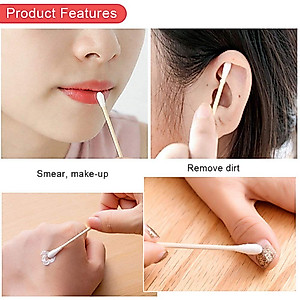 600 pk Bamboo Cotton Buds (6 x 100) by ZHIYE, 100% Biodegradable Cotton Swab with Wooden Handles for Ear Cleaning,Makeup Cleaning,Keyboard Cleaning,Wound Cleaning etc