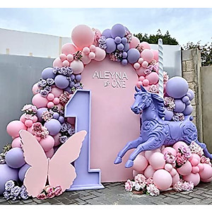 Purple Balloon Garland Kit - Double Stuffed Lavender Balloons Different Sizes 18/12/5 Inch Lilac Balloon Arch Latex Balloons For Birthday Baby Shower Wedding Bachelorette Party Decorations