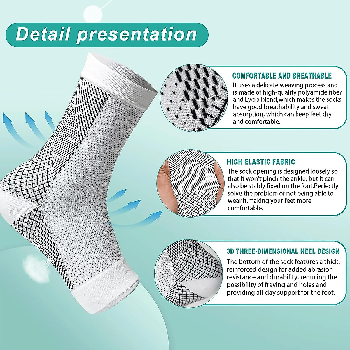 AGERALIY 2 Pairs Upgraded Neuropathy Socks - 20-30mmHg Compression Socks for Men&Women,Ankle Brace Plantar Fasciitis Socks for Arch Support,Achilles Tendonitis,Foot Edema & Fatigue(Black+White,L/XL)