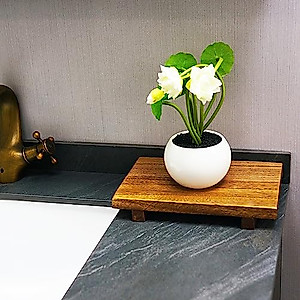 Wood Pedestal Stand & Risers - 9" Wooden Display Stand for Sink Caddy, Soap Tray, & Dish Soap Holder - Bathroom & Kitchen Counter Decor - Antique Walnut Farmhouse Style Tray (9 * 6)