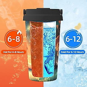 GTKSYNVE Reusable Coffee Mug with Lid and Handle, Anime Sky Tumbler for Hot & Cold Drinks 16oz Stainless Steel Insulated Coffee Tumblers Double Wall Vacuum Thermal Cup