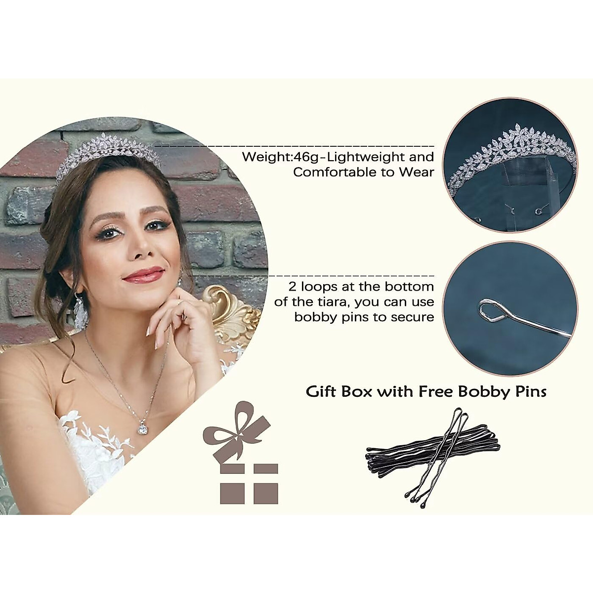 FASNAHOK Silver CZ Wedding Tiaras for Brides Floral Princess Crowns for Women Cubic Zirconia Bridal Headband Sweet 16 Crown Birthday Hair Accessories