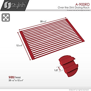 STYLISH Over The Sink Roll-Up Dish Drying Rack | Trivet | Heat Resistant | Drying Dishes and Rinsing Vegetables | Black | A-900BK
