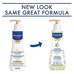 Mustela Baby Nourishing Cleansing Gel – Hair & Body Wash for Dry Skin - with Natural Avocado, Cold Cream & Beeswax - 10.14 fl. oz.