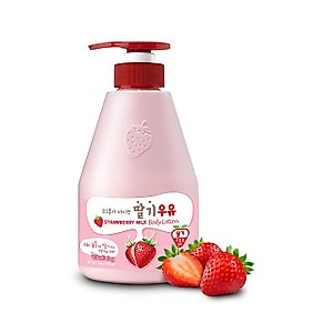 WELCOS KWAILNARA Strawberry Milk Body Lotion – Korean Body Lotion for Hydrated and Nourished Skin 560 g / 19.75 fl. oz