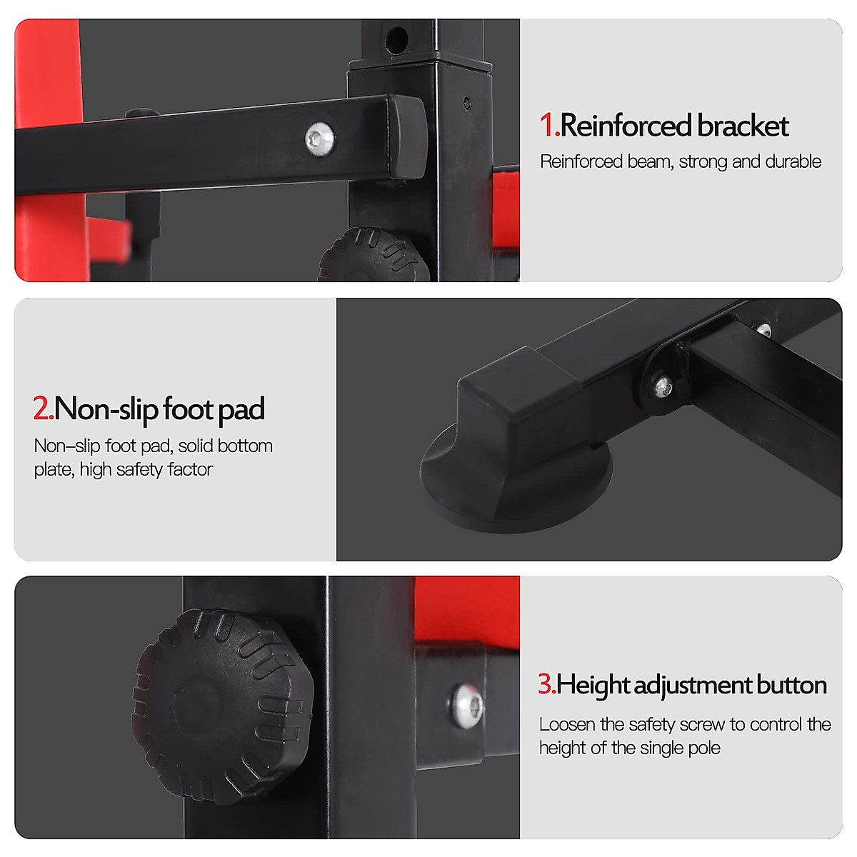 Emer Power Tower Pull Up Bar Workout Dip Station,Multi-function Home Gym Strength Training Fitness Equipment (black)