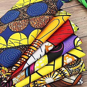 8 Pieces African Print Fabric 19.7x15.7inch/50x40cm Bohemian Ankara Ethnic Pattern Fat Quarters Fabric Bundle, Multicolored African Precut Patchwork for Face Covering Make Sewing DIY Quilting Supplies