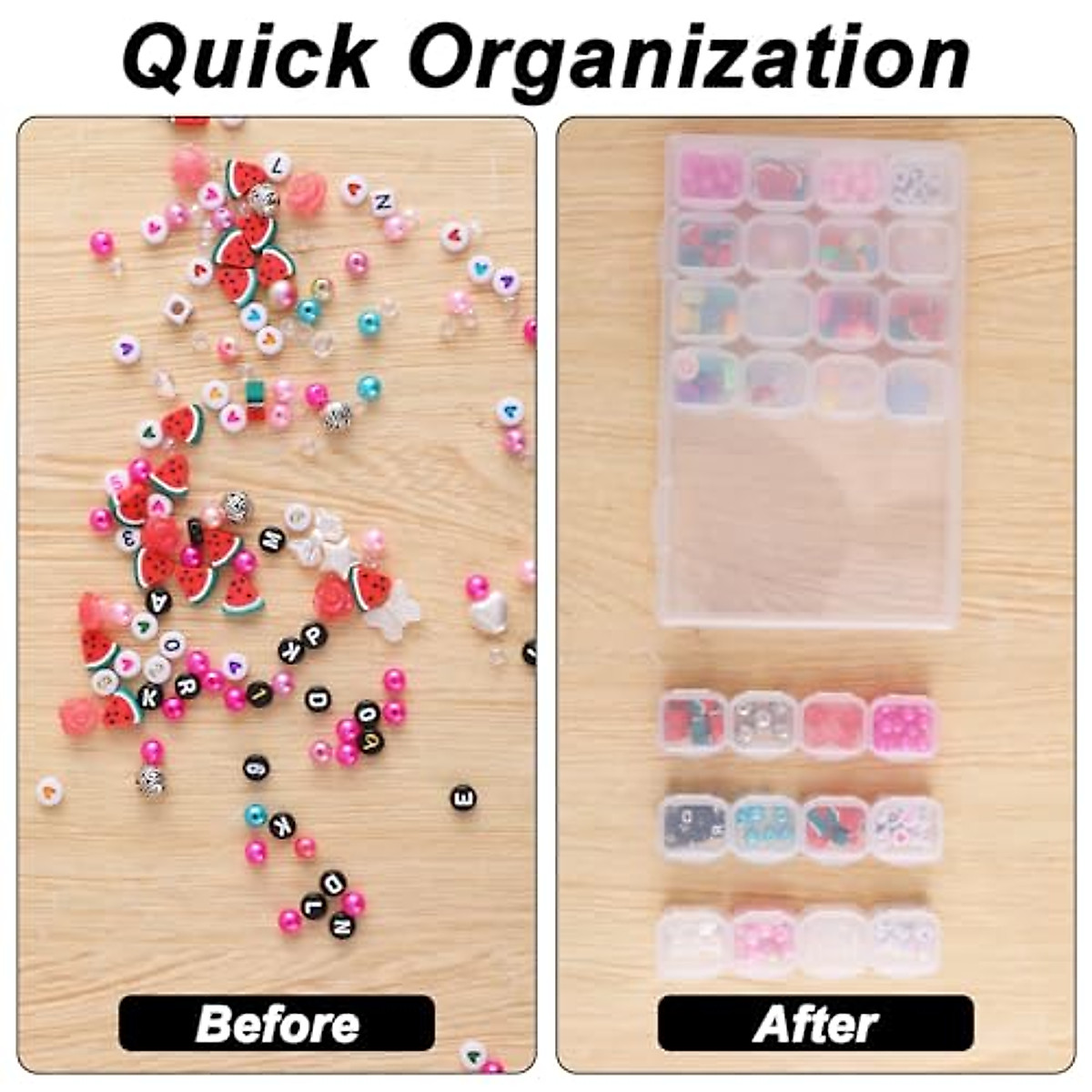 Giantree 1 Pack 28 Clear Plastic Grids Organizer Box with Removable Dividers, Small Compartment Container Bead Storage Box for Jewelry Accessories Nail Small Craft Toy 6.9" x 4.2" x 0.9"