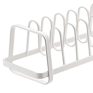 6 Compartments Pan and Pot Lid Organizer Rack Holder, white(2 Pack)