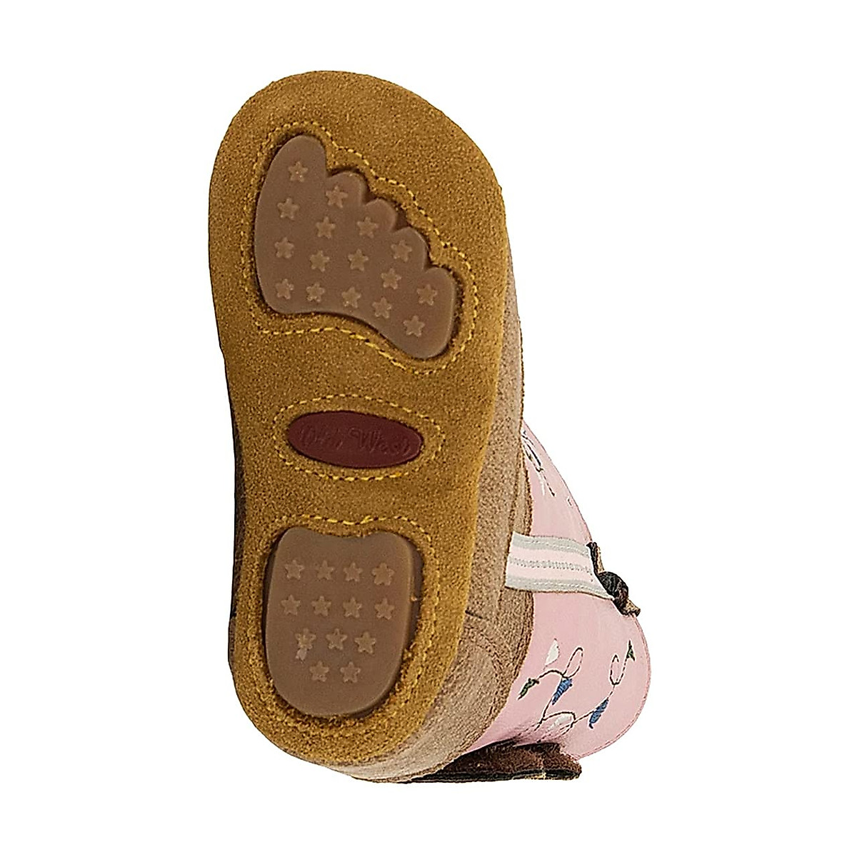 Old West Kids Boots Baby Poppets Leather Boots with Velcro Closure, Tan Vintage Foot/Pink Shaft, 3 US Unisex Infant