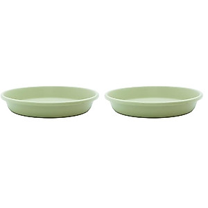 The HC Companies 10 Inch Round Plastic Classic Plant Saucer - Indoor Outdoor Plant Trays for Pots - 10.75"x10.75"x1.75" Seafoam (Pack of 2)