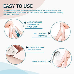 NATURE NATION Hair Removal Spray Foam - 7.17 oz (212ml) - Cream - Bigger Size & Newest Formula with Aloe Vera Blue 7.17 Fl Oz (Pack of 1)