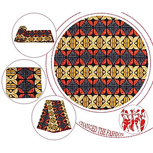 HollandaisWax African Fabric 5 Meters Ankara Print Polyester Kente Fabric for DIY Craft Party Dress 6604