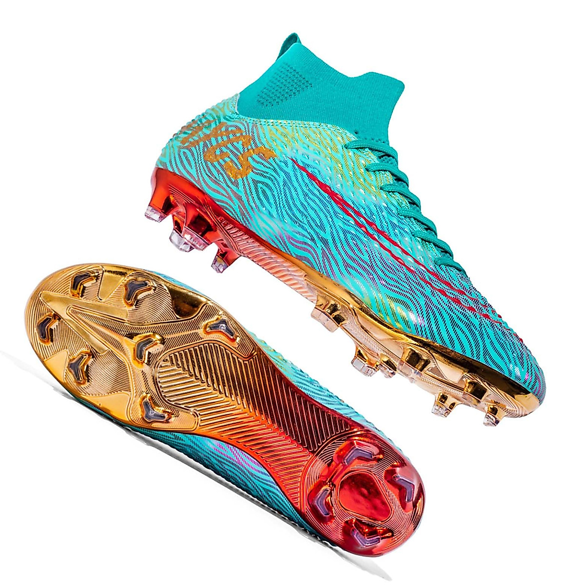 Unisex Golds Soles Soccer Cleats Big Boy's Professional Football Shoes Anti-Skid FG Womens Athletic Outdoor AG TF Spikes