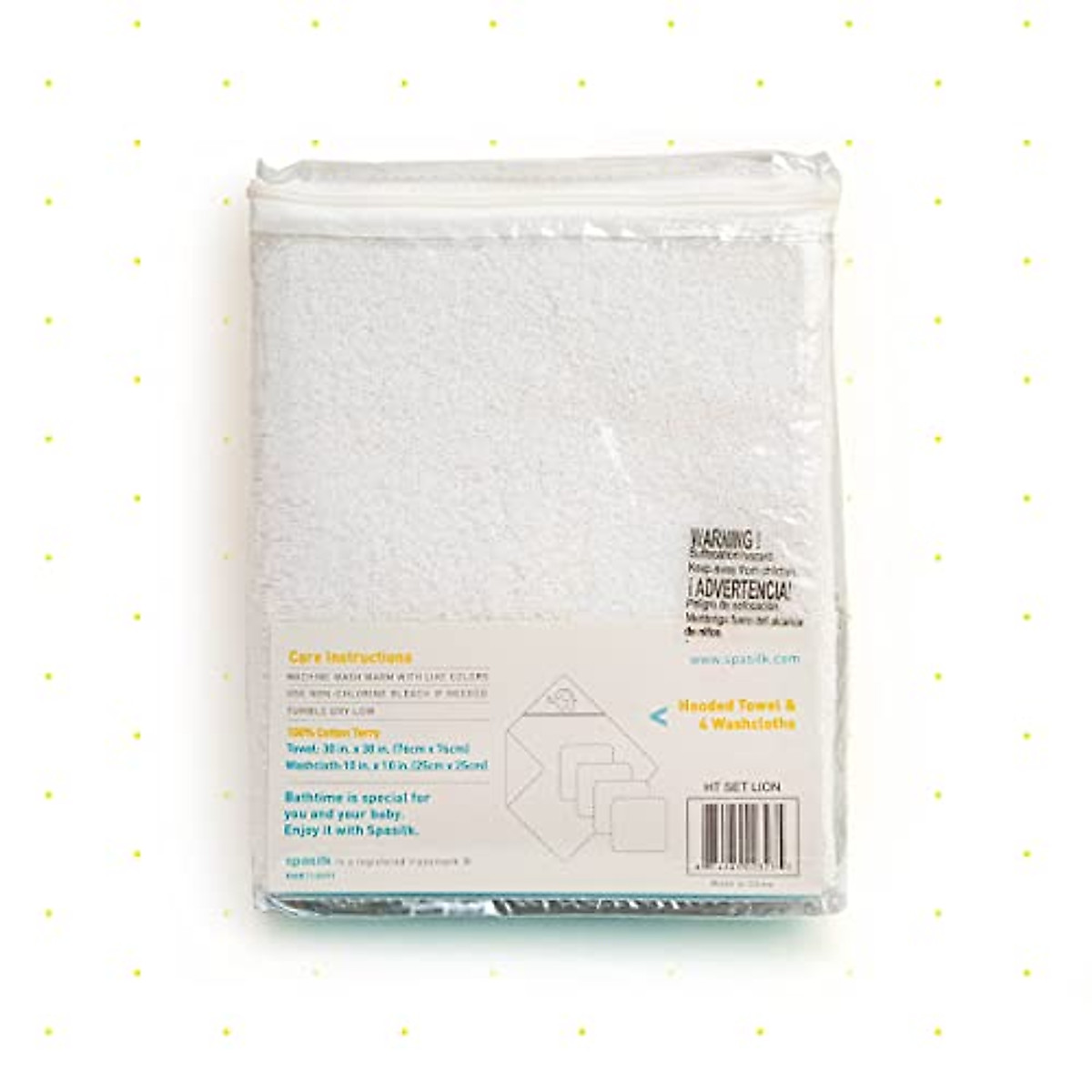 Spasilk Baby Cotton Terry Hooded Towel & Washcloth Bath Shower Set for Newborns and Infants, Gray Lion