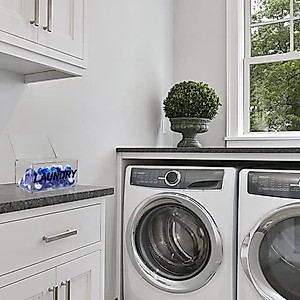 NOKI Dryer Sheets Holder, Clear Acrylic Dryer Sheet Dispenser with Lid, Laundry Powder & Detergent Pod Container for Laundry Room Decor