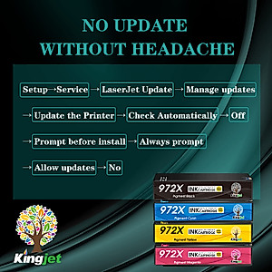 Kingjet Compatible 972X Ink Cartridge Replacement for HP 972X 972 Ink for PageWide Pro 477dw 577dw 577z 552dw 452dn 452dw 477dn P55250dw P57750dw Printer (Black Cyan Maganta Yellow)